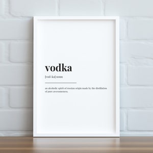 VODKA DEFINITION PRINT | Printable Wall Art | Instant Download ...