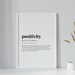 Positivity Definition Meaning | Printable Wall Art | Wall Decor ...