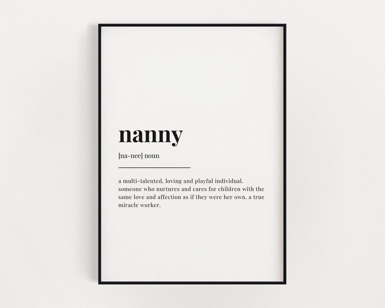 NANNY DEFINITION MEANING Printable Wall Art Nanny Print - Etsy Australia