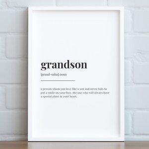Grandson Definition Meaning | Printable Wall Art | Grandson Gift ...