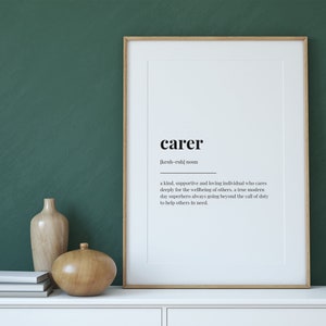 CARER DEFINITION MEANING | Instant Download | Printable Wall Art ...