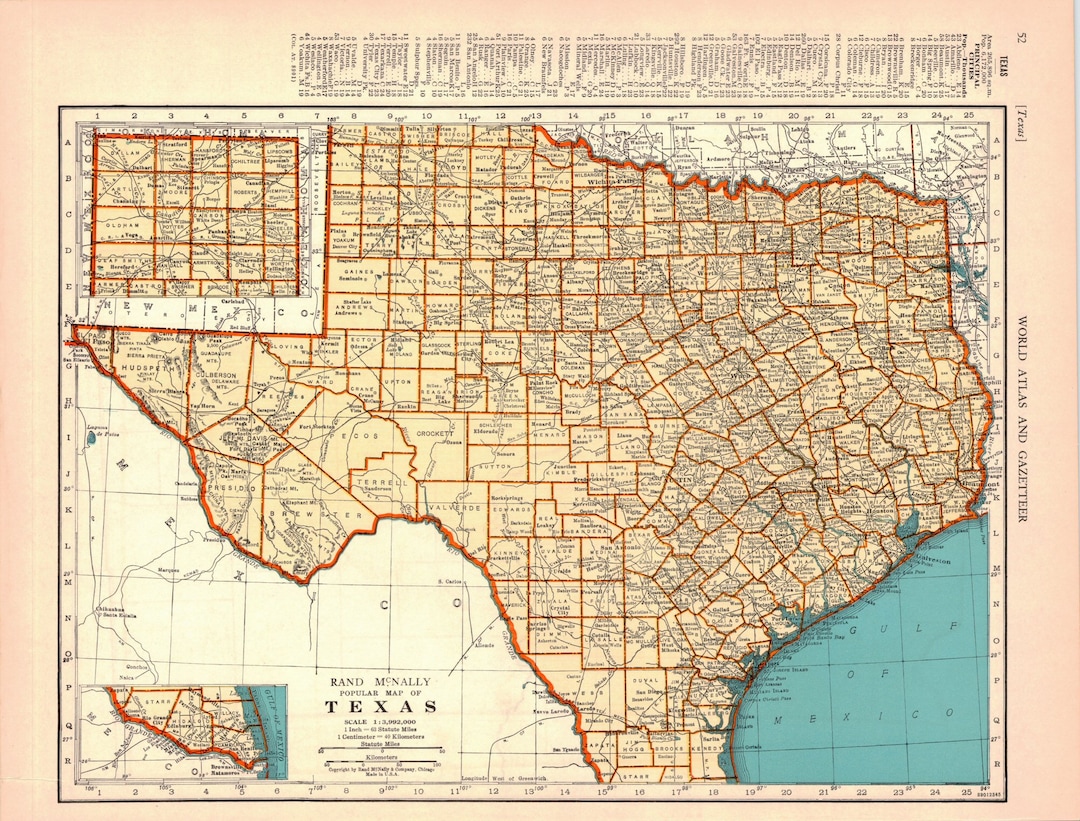 Vintage 1940 Texas Map - Etsy