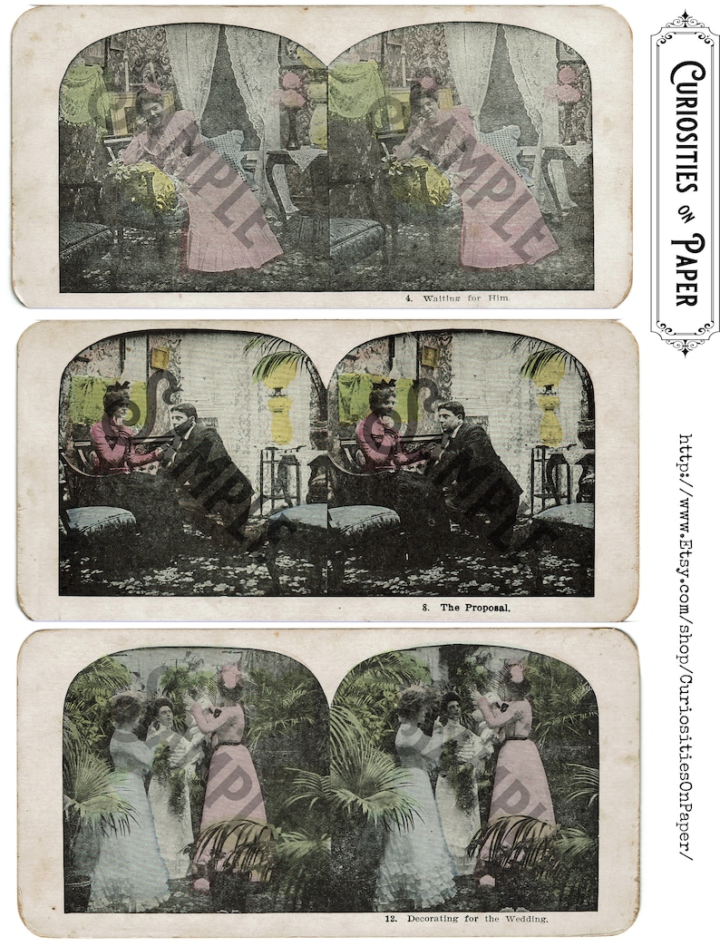 Printable Vintage Stereopticon Slides Set of Six - Etsy