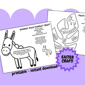 Palm Sunday Easter Week Kid's Craft Bundle, Donkey Craft, Palm Leaf ...