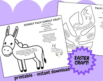 Palm Sunday Easter Week Donkey Craft, Kid's Craft, Sunday School Craft ...