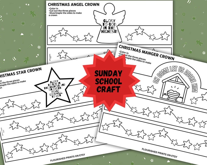 Nativity Coloring Page Paper Crown Christian Christmas Holiday Craft ...