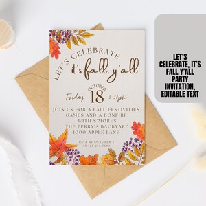 Fall Party Invitation, Mobile Template, Festive Printable Invitation ...