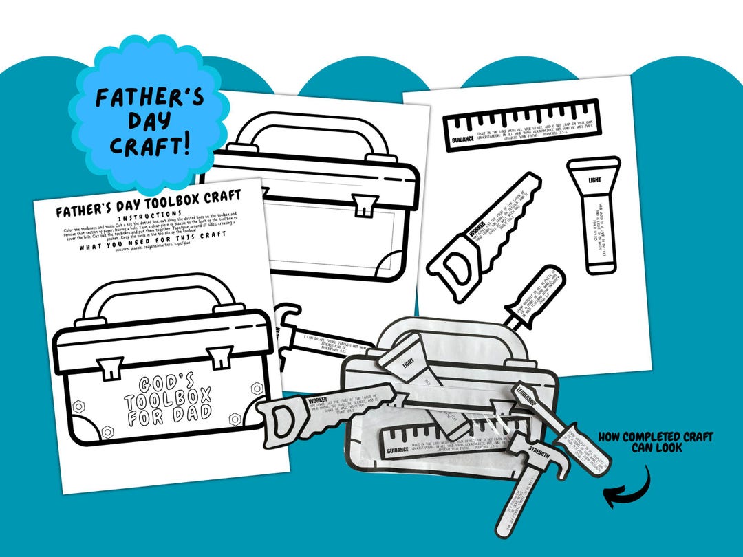 Toolbox for Dad Fathers Day Bible Craft, Sunday School Bible Printable ...