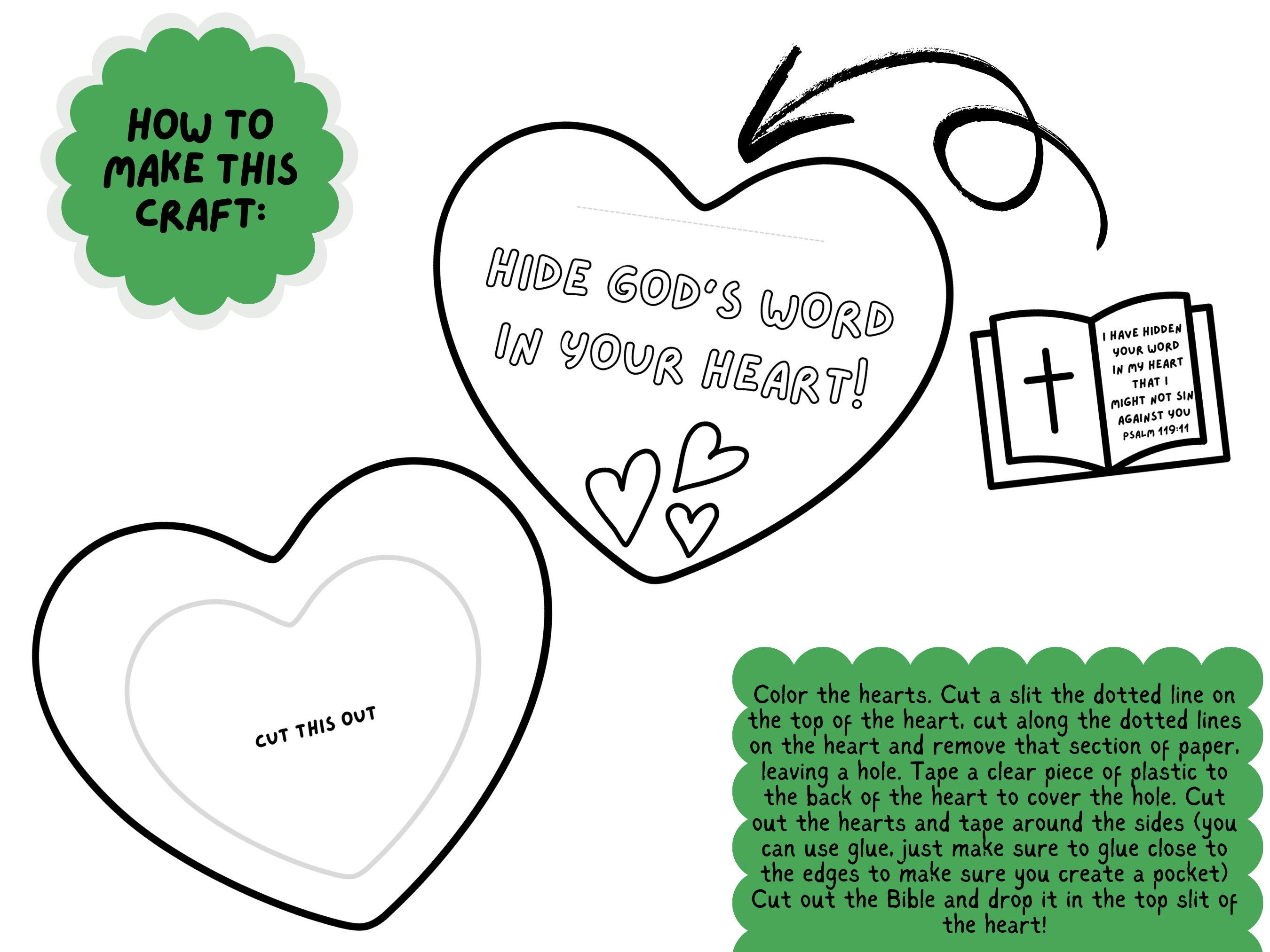 Hide God’s Word in Your Heart Craft | Psalm 119:11 Bible Craft | Heart ...