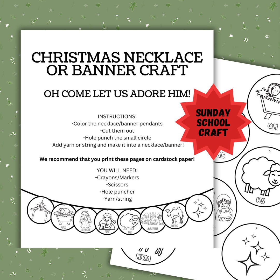 Christmas Necklace Craft, Printable Craft, Religious Sunday School ...