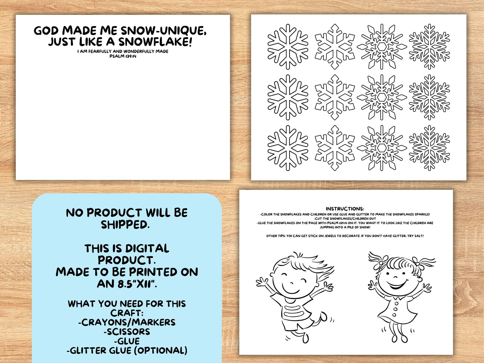 Winter Snowflake Craft, God Made Me Snow-unique, Psalm 139:14 ...