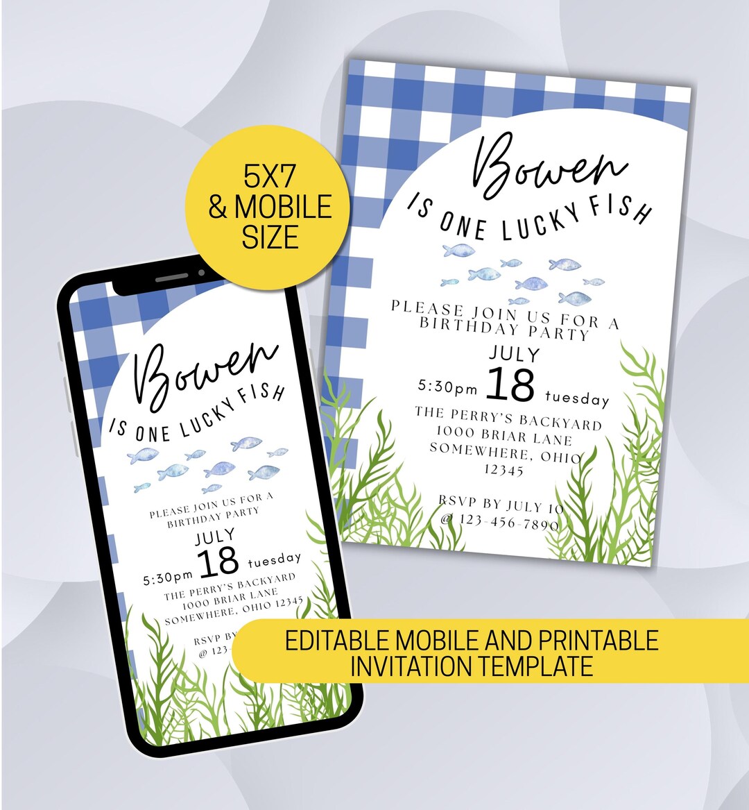 One Lucky Fish Invitation Template, First Birthday Fish , Lucky Fish ...