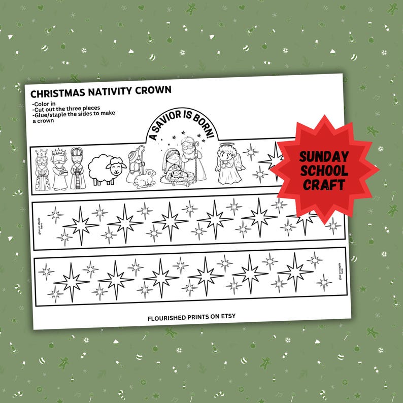 Christmas Nativity Head Band Crown Cut Out, Coloring, Glue Craft, A ...