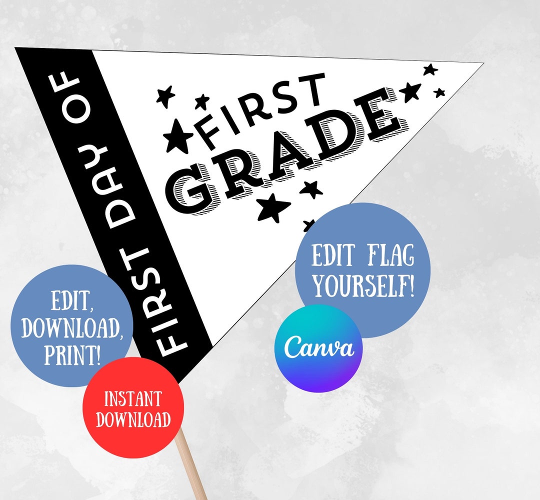 Editable Back to School Pennant Flag, Minimalist Last Day of School ...