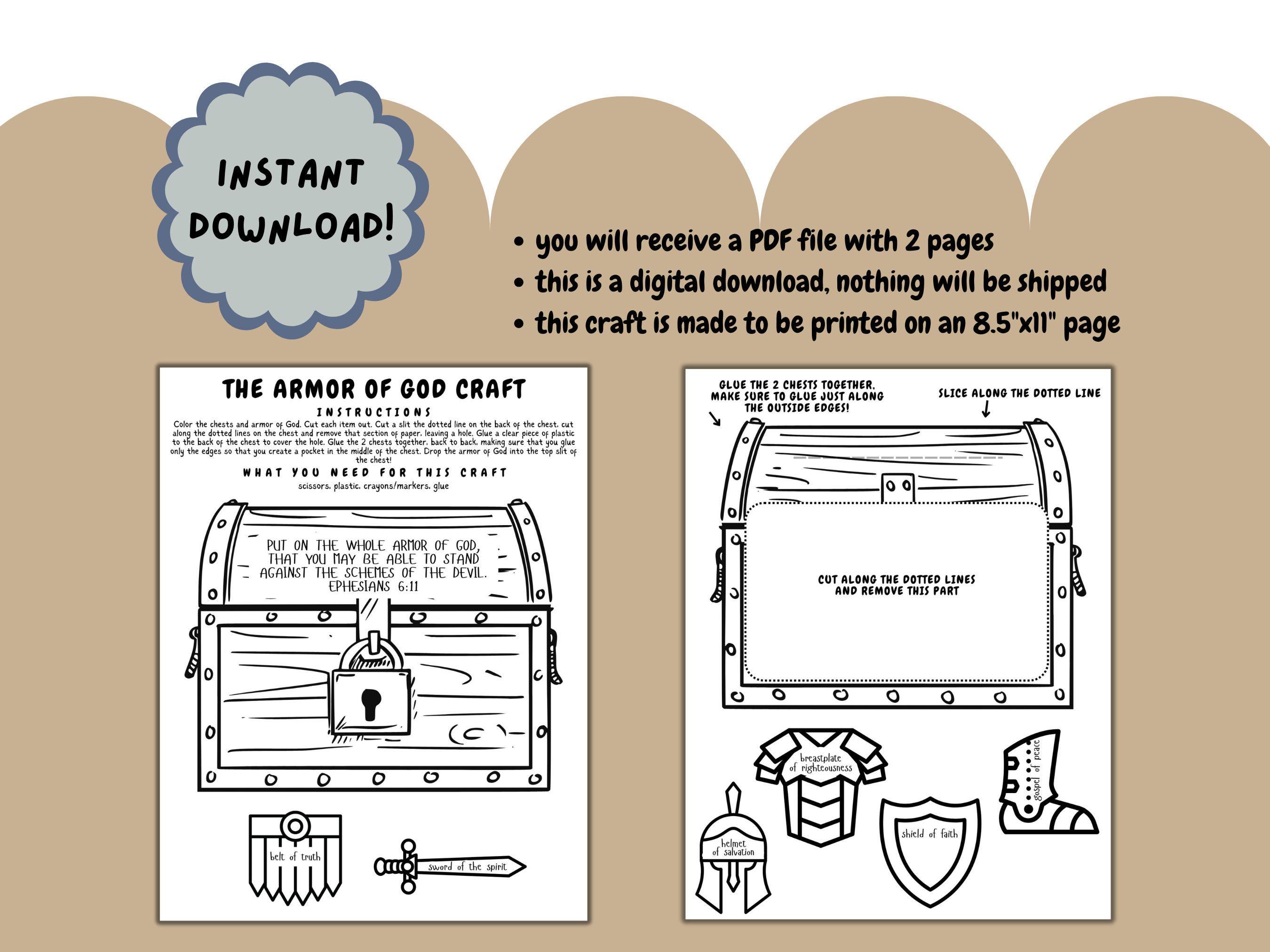 Printable Armor of God Kid's Activity, Armor of God Chest, Sunday ...