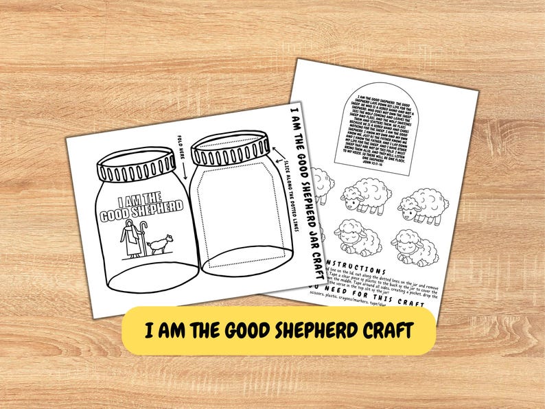 I Am the Good Shepherd Jar Craft Printable | Christian Kids Craft ...