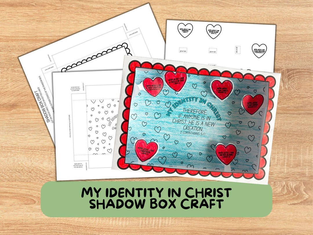 Identity in Christ Shadow Box Craft | Who I Am in Christ Heart Activity ...