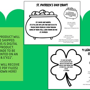 St. Patrick's Day Kid's Craft Bundle, 4 Leaf Clover Craft, Pot of Gold ...