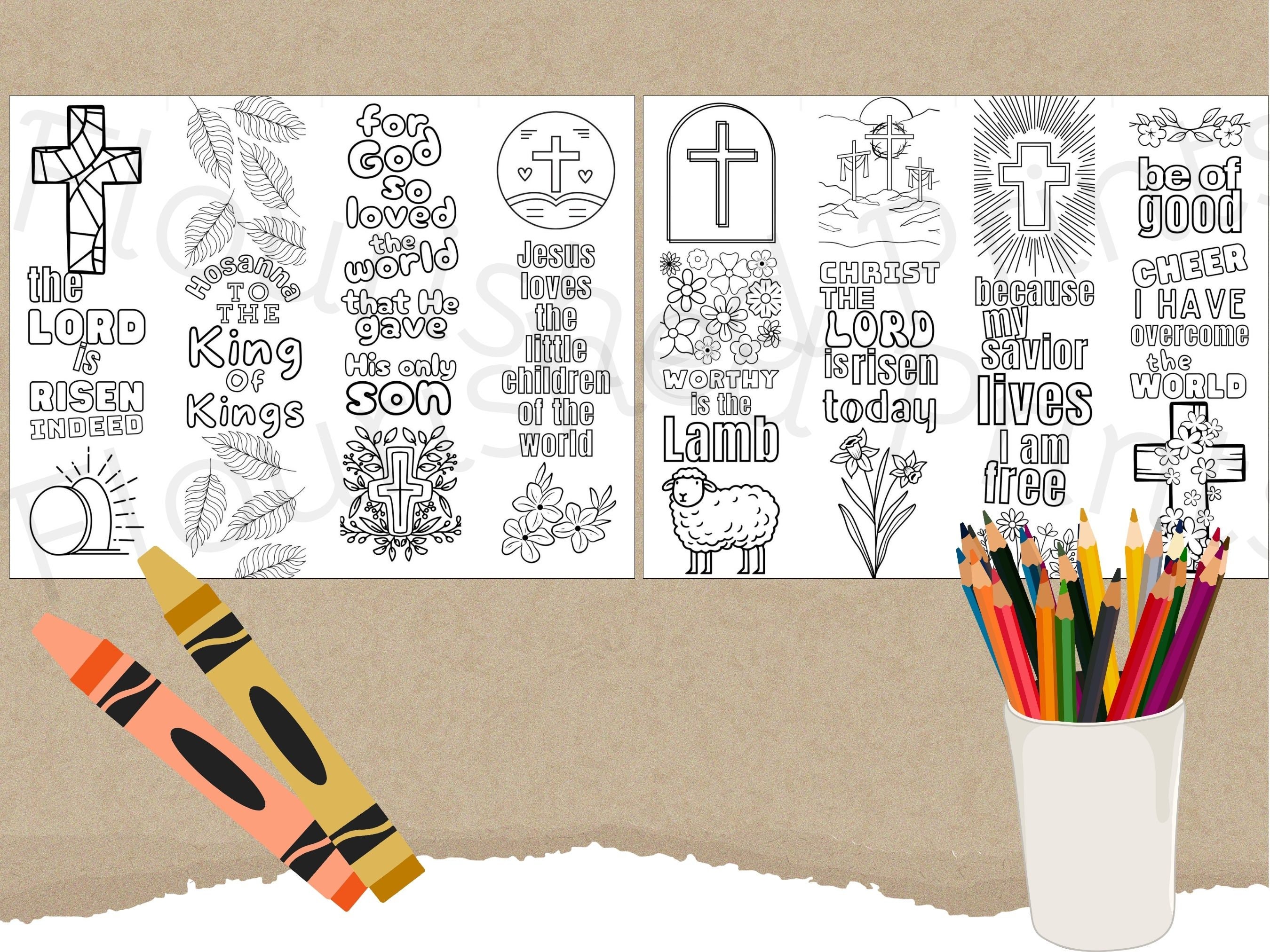 Printable Easter Coloring Bookmarks, Pack of 8 Religious Bookmarks ...