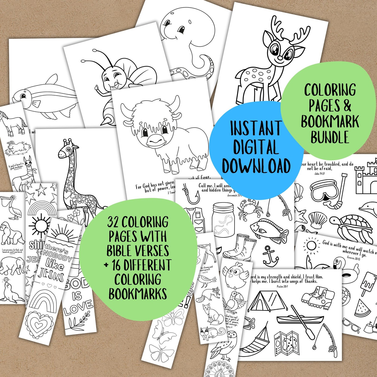 32 Page of Coloring Craft for Kids, Sunday School Bundle, Religious ...