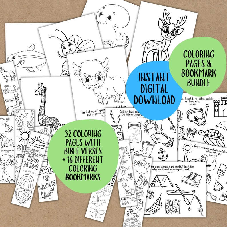 32 Page of Coloring Craft for Kids, Sunday School Bundle, Religious ...