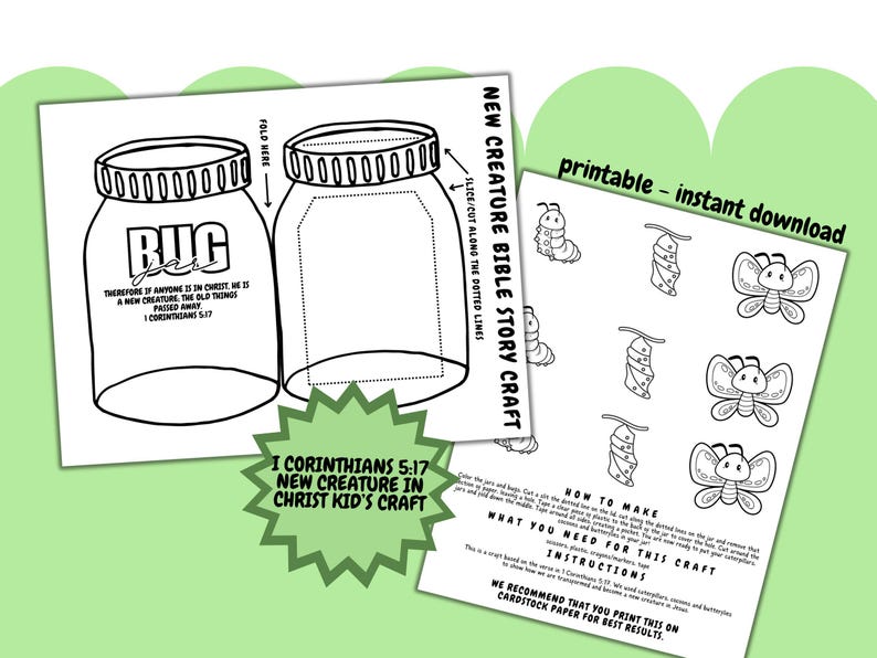 New Creature in Christ Printable Craft, 1 Corinthians 5:17 Bible Story ...