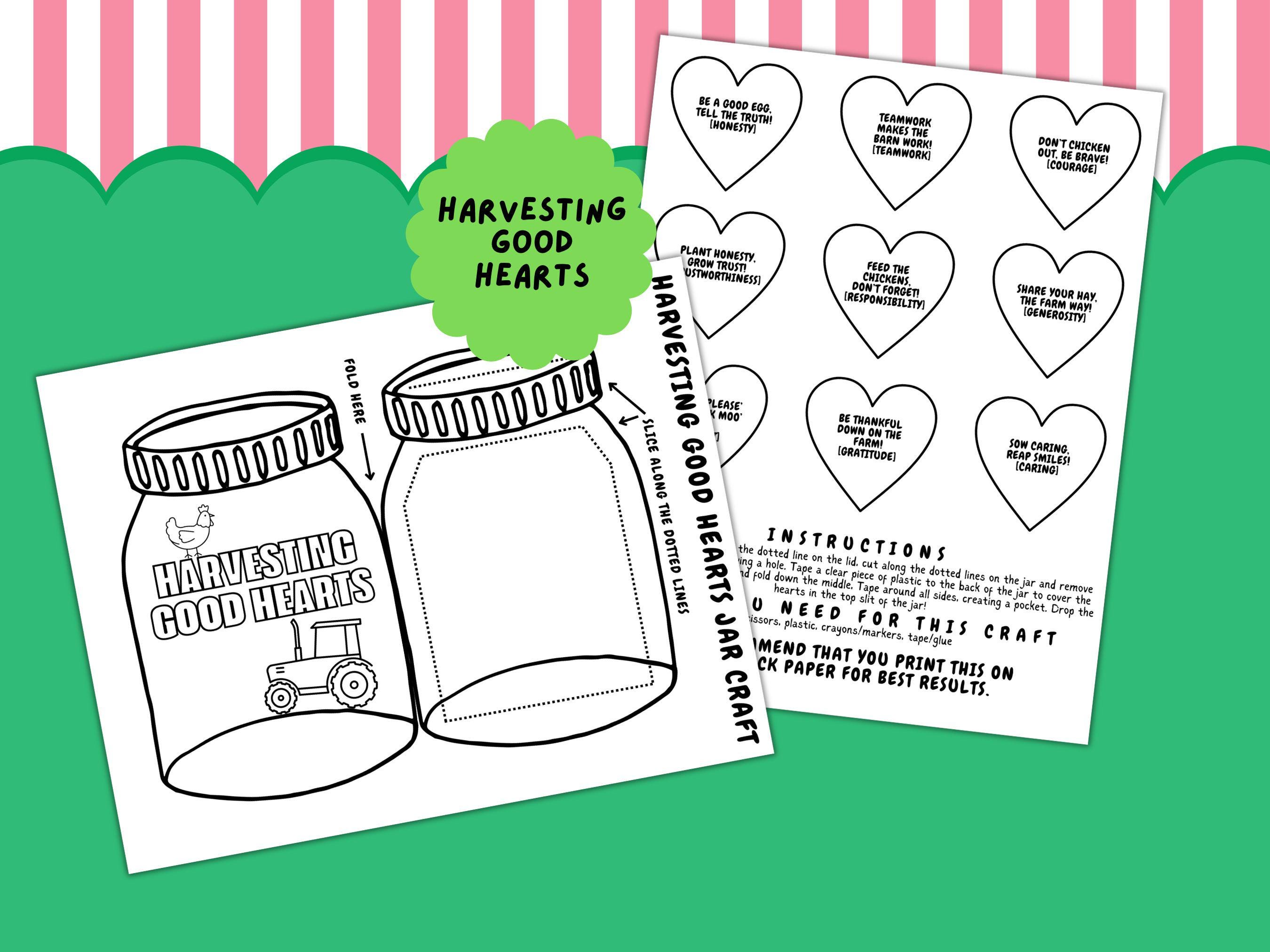 Harvesting Good Hearts Printable Craft for Kids, Fall Mason Jar ...