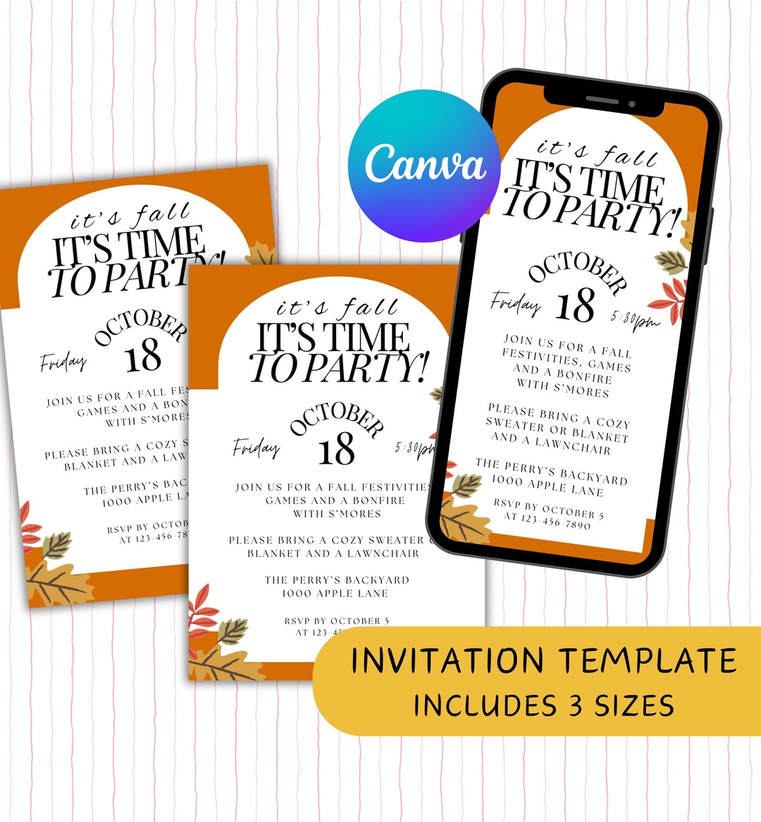 Fall Party Invitation, It's Fall Y'all It's Time to Party, Mobile ...