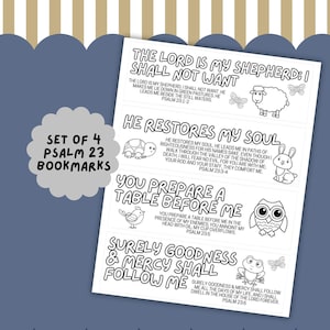 Kid's Psalm 23 Printable Coloring Bookmarks, Religious Craft, the Lord ...