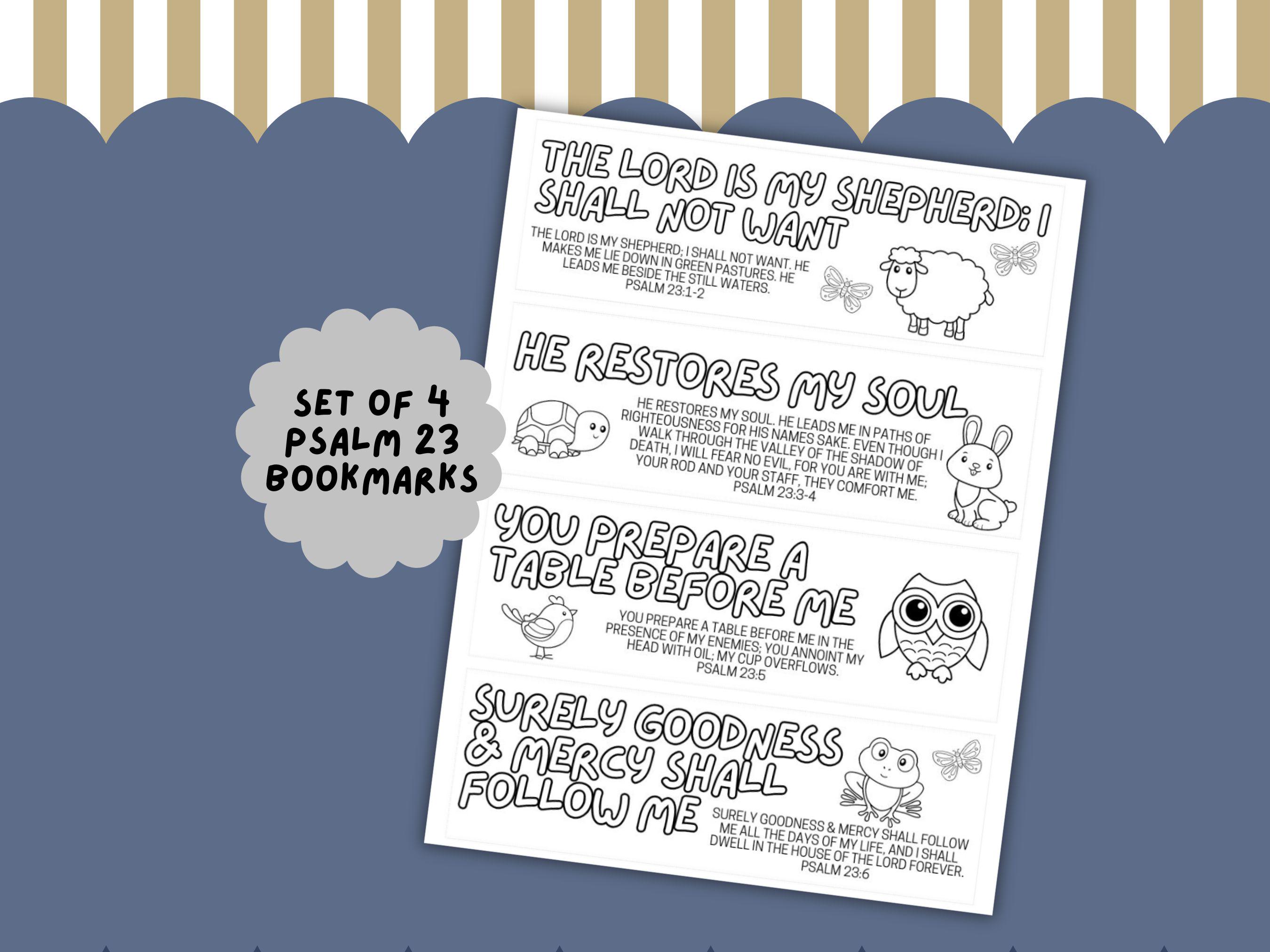 Kid's Psalm 23 Printable Coloring Bookmarks, Religious Craft, the Lord ...