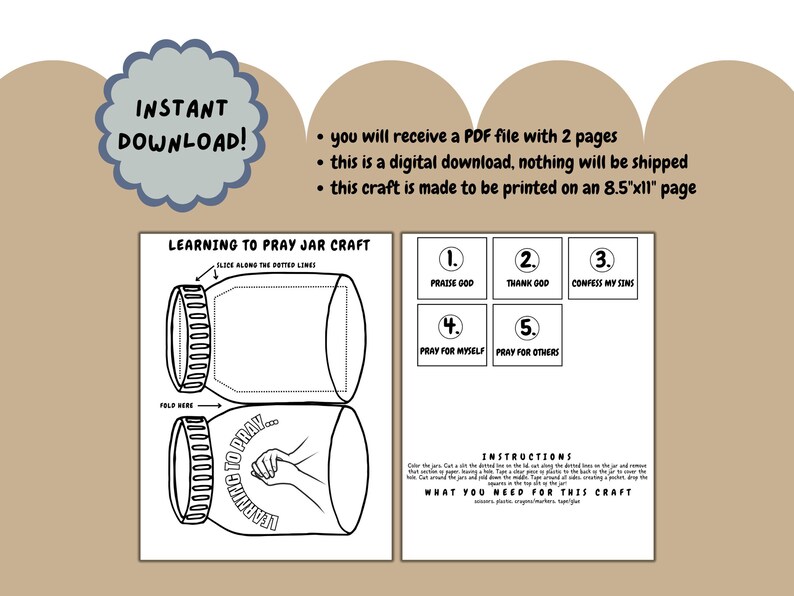 How to Pray Jar Craft for Kids, Sunday School Bible Lesson, Learn to ...