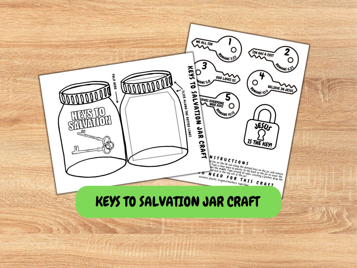 Keys of Salvation Craft for Kids, Color Gospel Printable Salvation Card ...