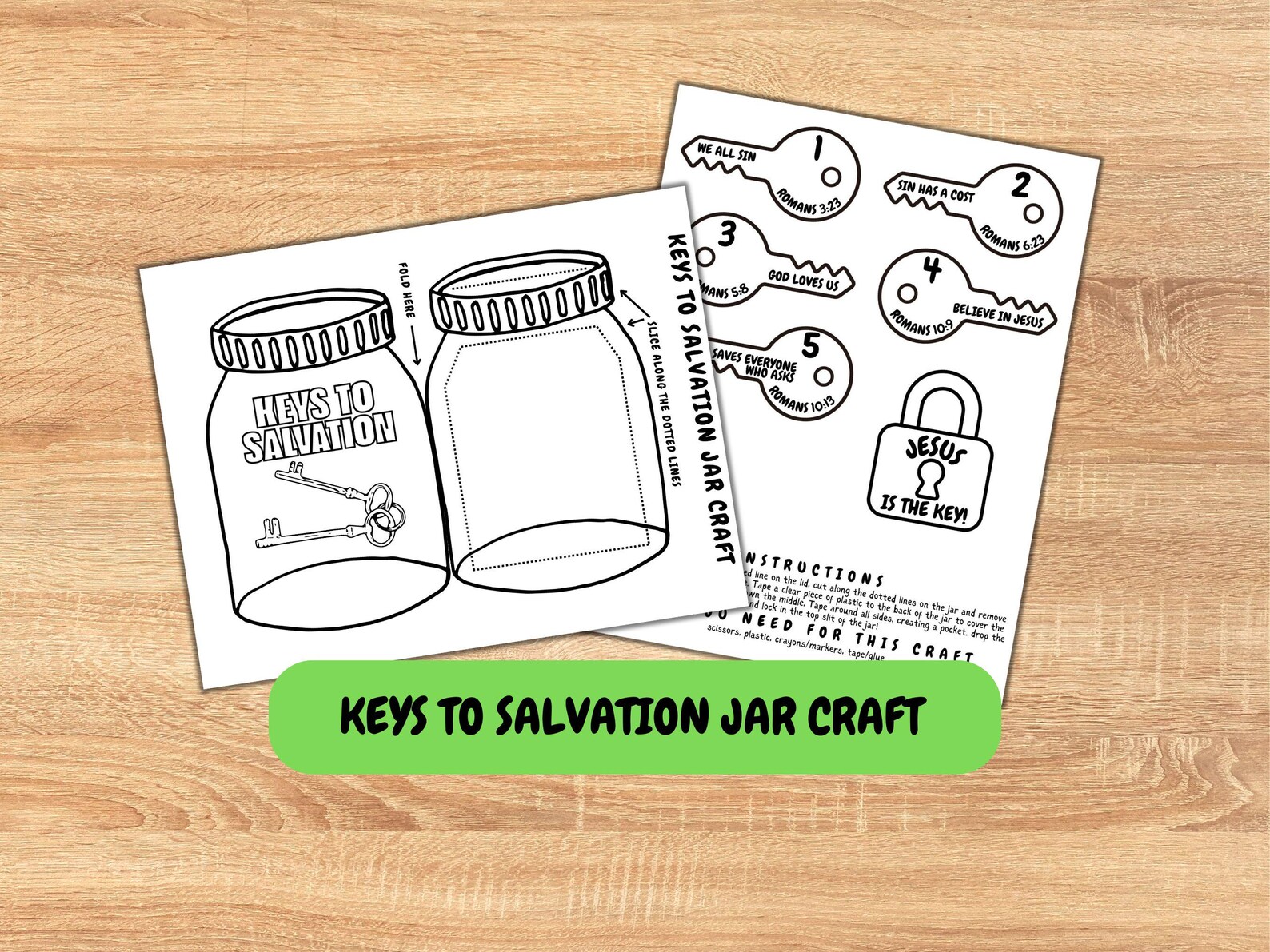Keys of Salvation Craft for Kids, Color Gospel Printable Salvation Card ...