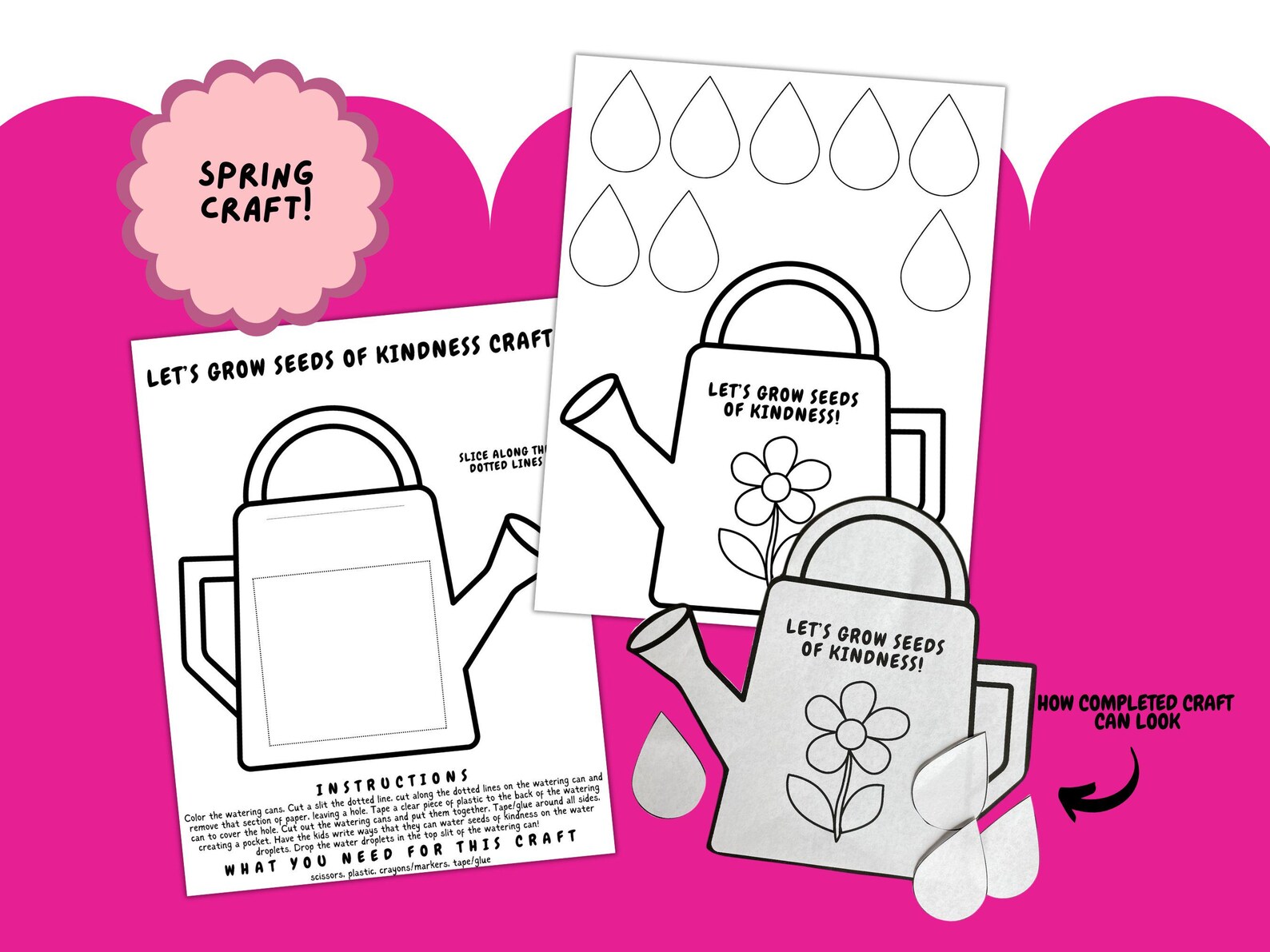 Printable Grow Seeds of Kindness Craft for Kids, Kindness Watering Can ...
