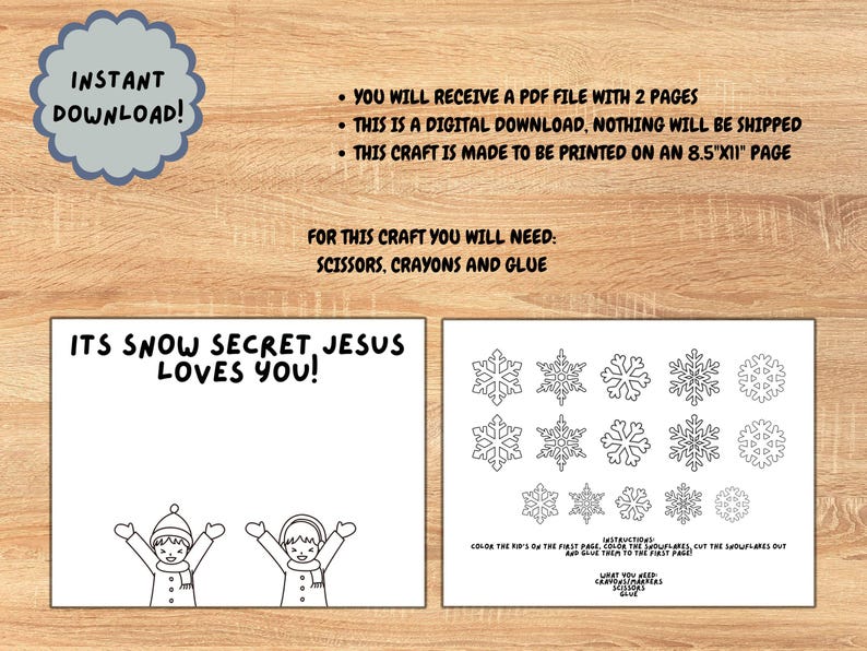 Snowbody Loves You Like Jesus Snow Globe Craft for Kids, Snowflake ...