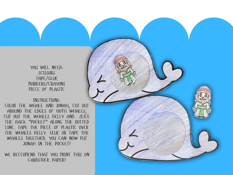 Jonah & the Whale Bible Story Craft, Jonah Bible Craft, Jonah and the ...