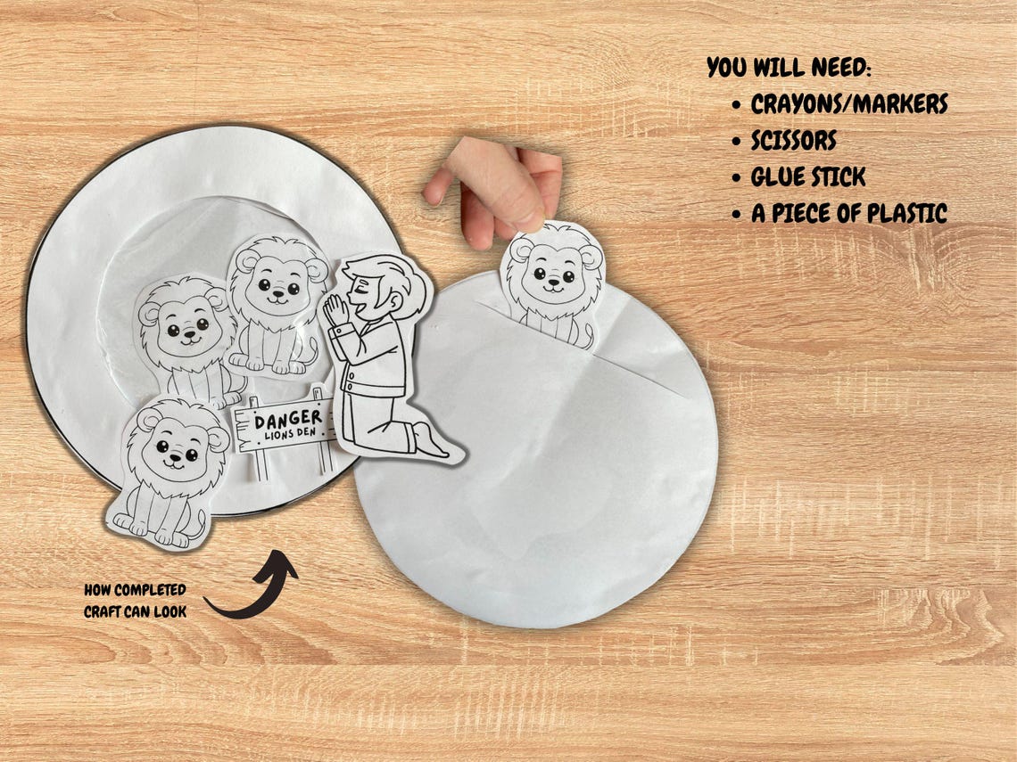 Daniel and the Lions Den Printable Kid's Craft, Bible Story Activity ...