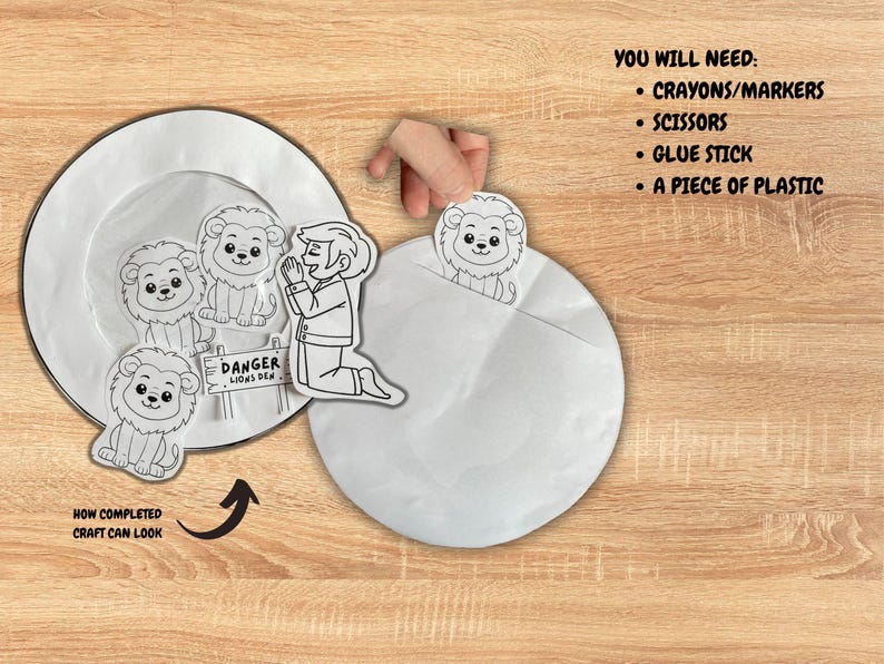 Daniel and the Lions Den Printable Kid's Craft, Bible Story Activity ...