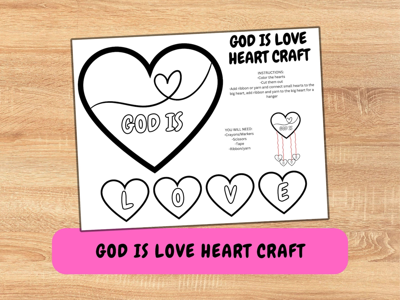 God is Love Printable Heart Kid's Craft, God is Love Craft, Printable ...