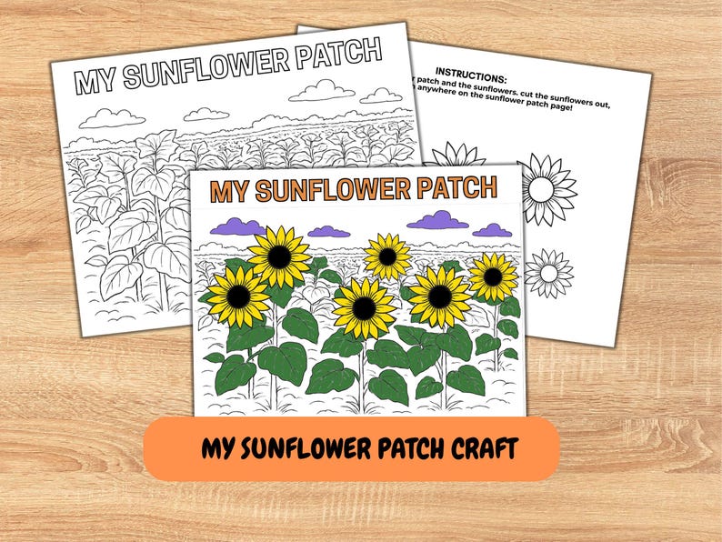 Printable Sunflower Patch Craft | Kid's Cut and Paste Activity | Fall ...