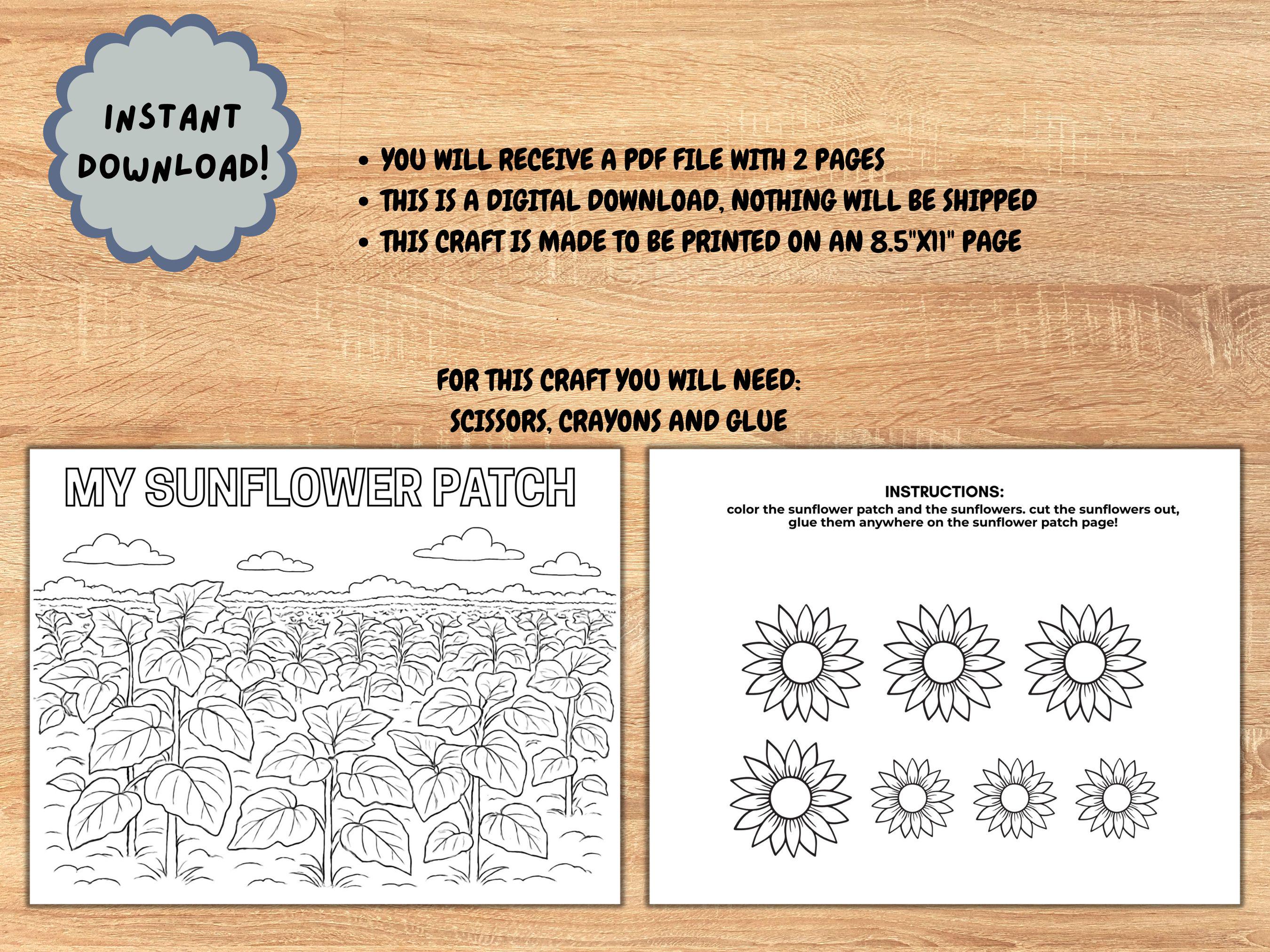 Printable Sunflower Patch Craft | Kid's Cut and Paste Activity | Fall ...