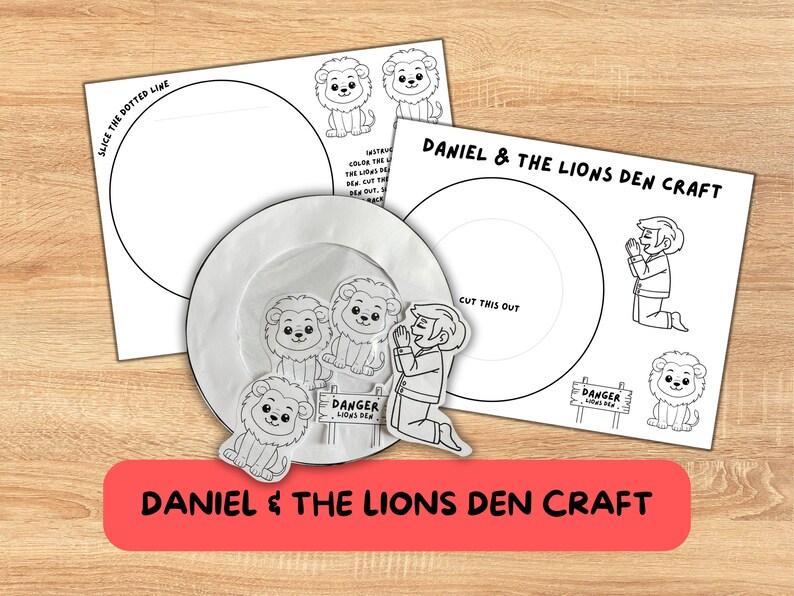 Daniel and the Lions Den Printable Kid's Craft, Bible Story Activity ...