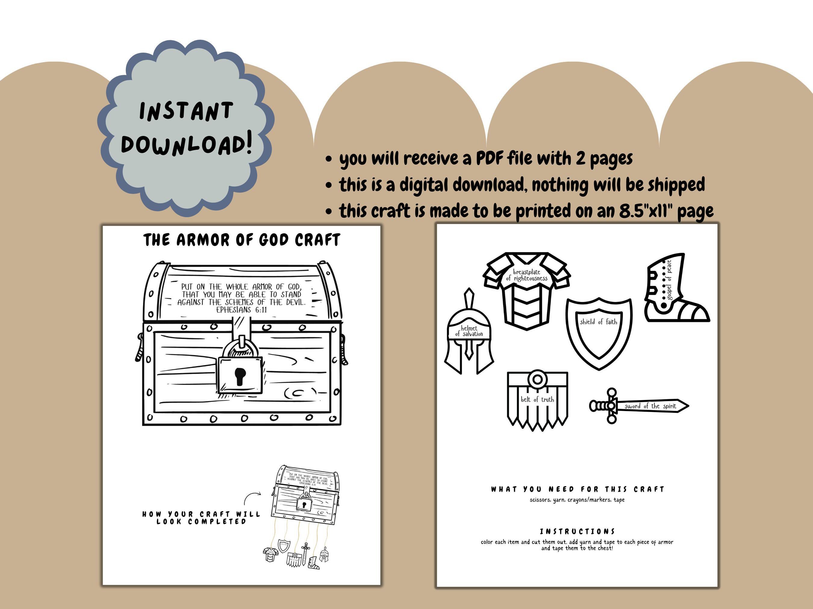 Printable Armor of God Kid's Activity, Sunday School Craft, Put on the ...