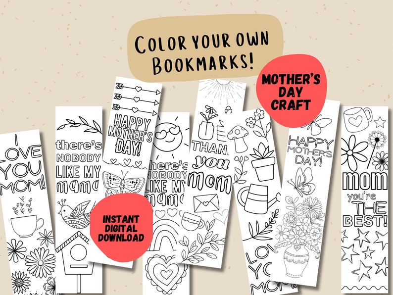 Christian Mothers Day Coloring Bookmarks for Kids, Mothers Day ...