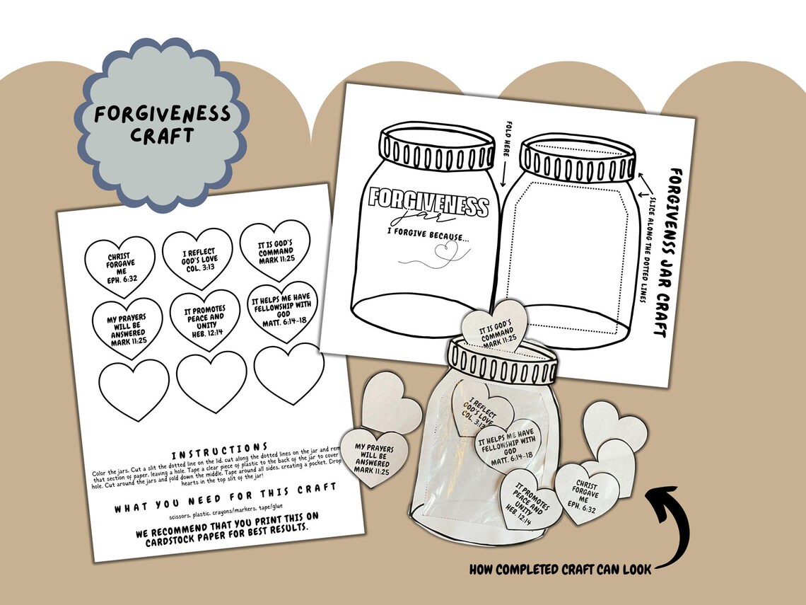 Printable Forgiveness Craft for Kids, Forgiveness Jar Activity ...