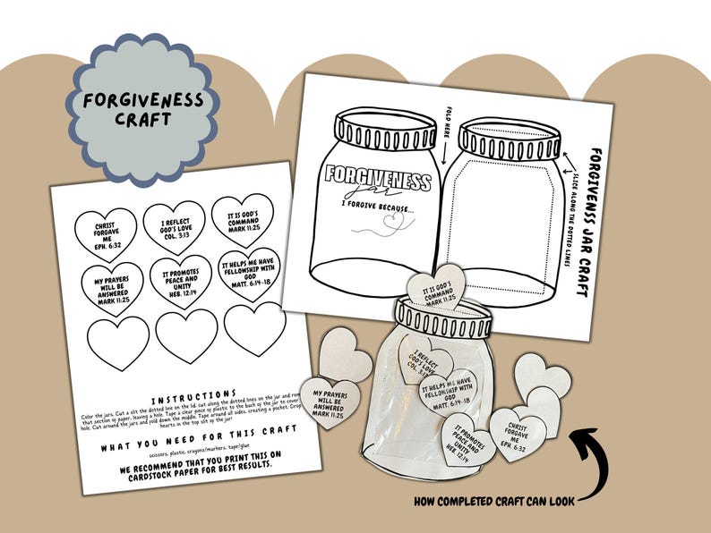 Printable Forgiveness Craft for Kids, Forgiveness Jar Activity ...