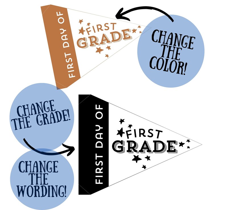 Editable Back to School Pennant Flag, Minimalist Last Day of School ...