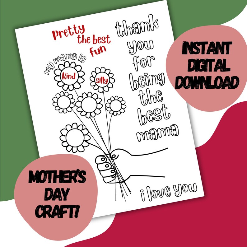 Mother's Day Printable Flower Bouquet, All About My Mom, My Mom Is ...