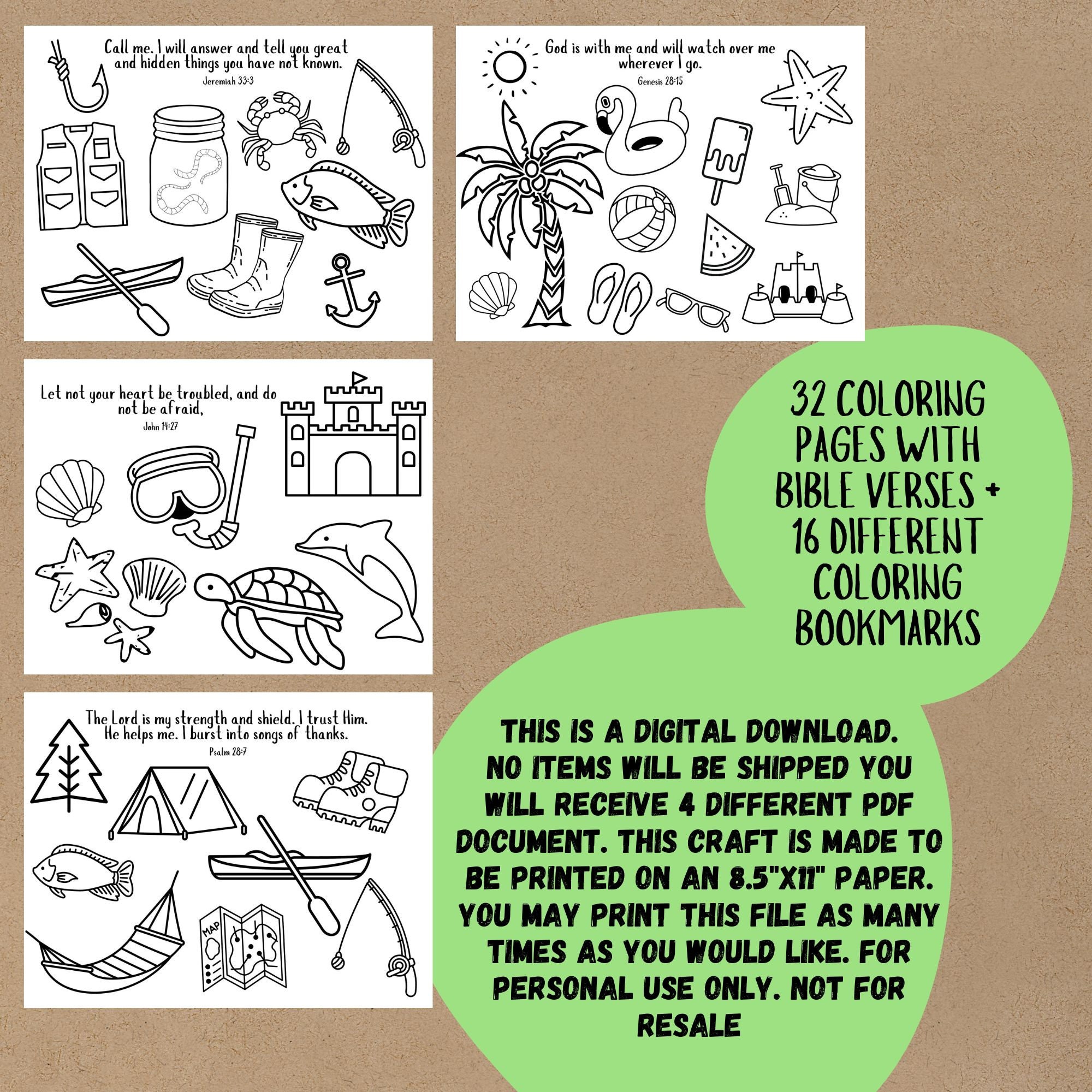 32 Page of Coloring Craft for Kids, Sunday School Bundle, Religious ...