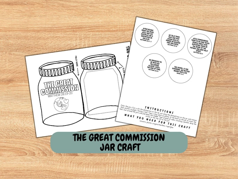 The Great Commission Printable Jar Craft for Kid's | Printable Bible ...